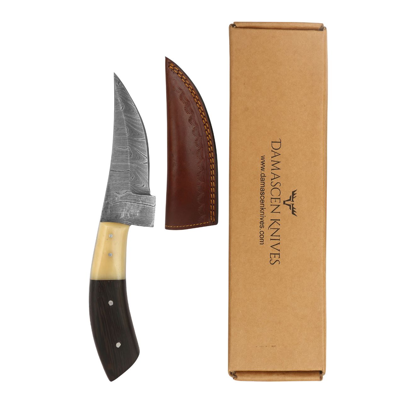 Premium Damascus Steel Blade 9-inch Hunting Knife with Bone and Horn H ...